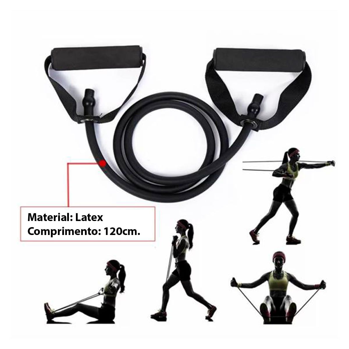 Extensor Elástico Exercícios Ginástica Musculação Multifuncional ...